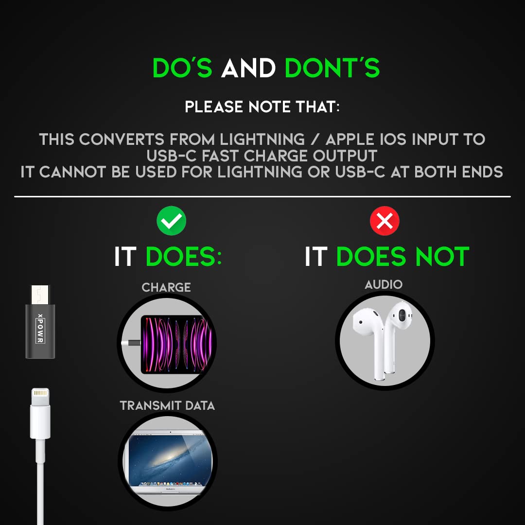 xPOWR 3-Pack Lightning to USB C Adapter - Fast Charging, Wide Compatibility, Plug and Play