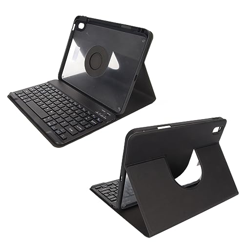 Portable Keyboard, 180mAh Battery PU Leather PC Pen Holder Magnetic Rotating Design Precise Cutouts Wireless Keyboard with Case for 2022 Tablet (Black)