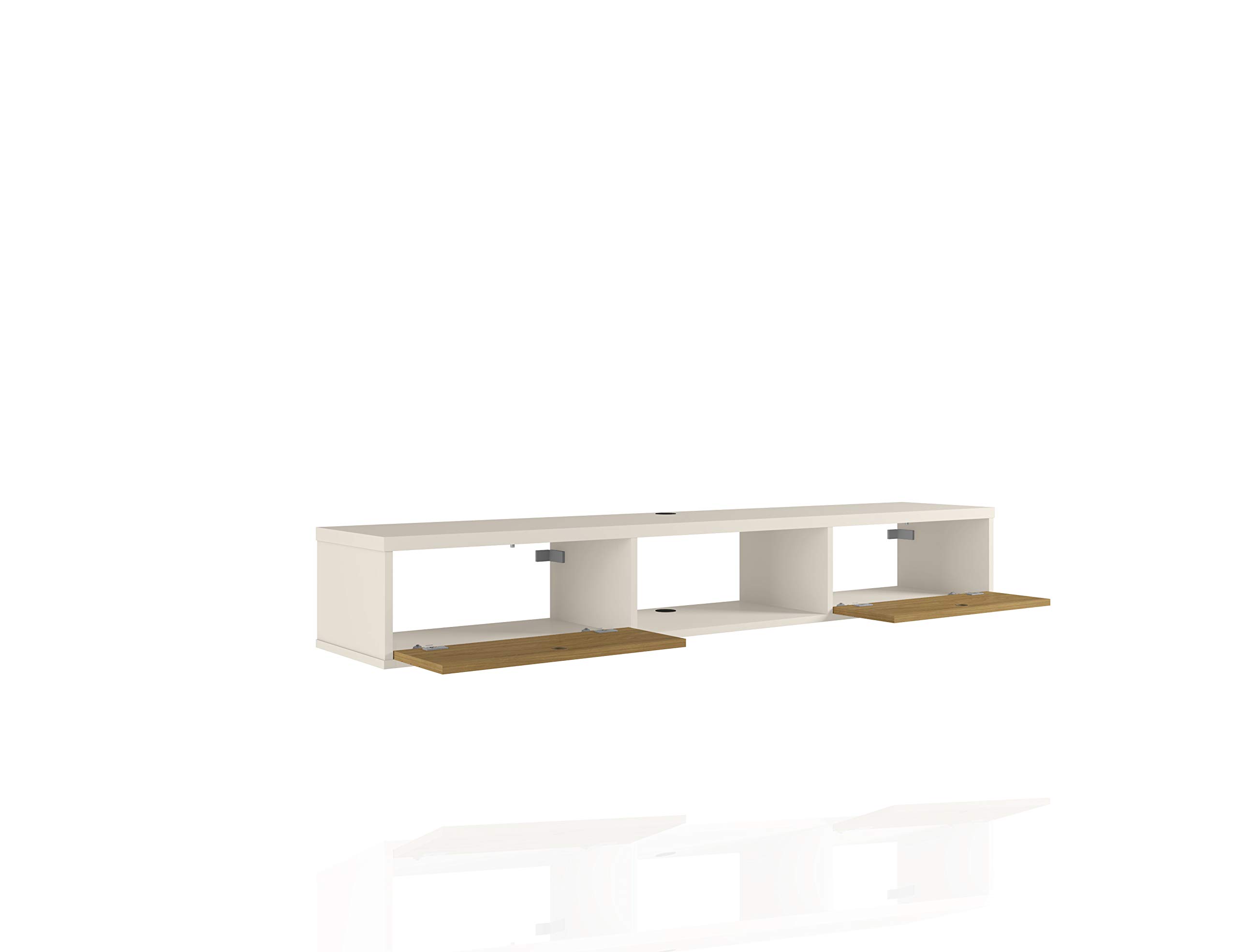 Manhattan Comfort Liberty Modern Home Office Three Shelves Wall Mounted Desk, 62.99", Off White/Cinnamon