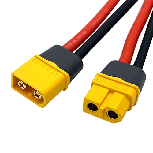 XT60 XT60h Extension Cord 10Ft with Female Male for Solar Generator Portable Power Station Solar Panel RC Battery Lipo Battery Pack Portable Power Station 12Gauge Flexible Silicone Wire Cord(10Ft )
