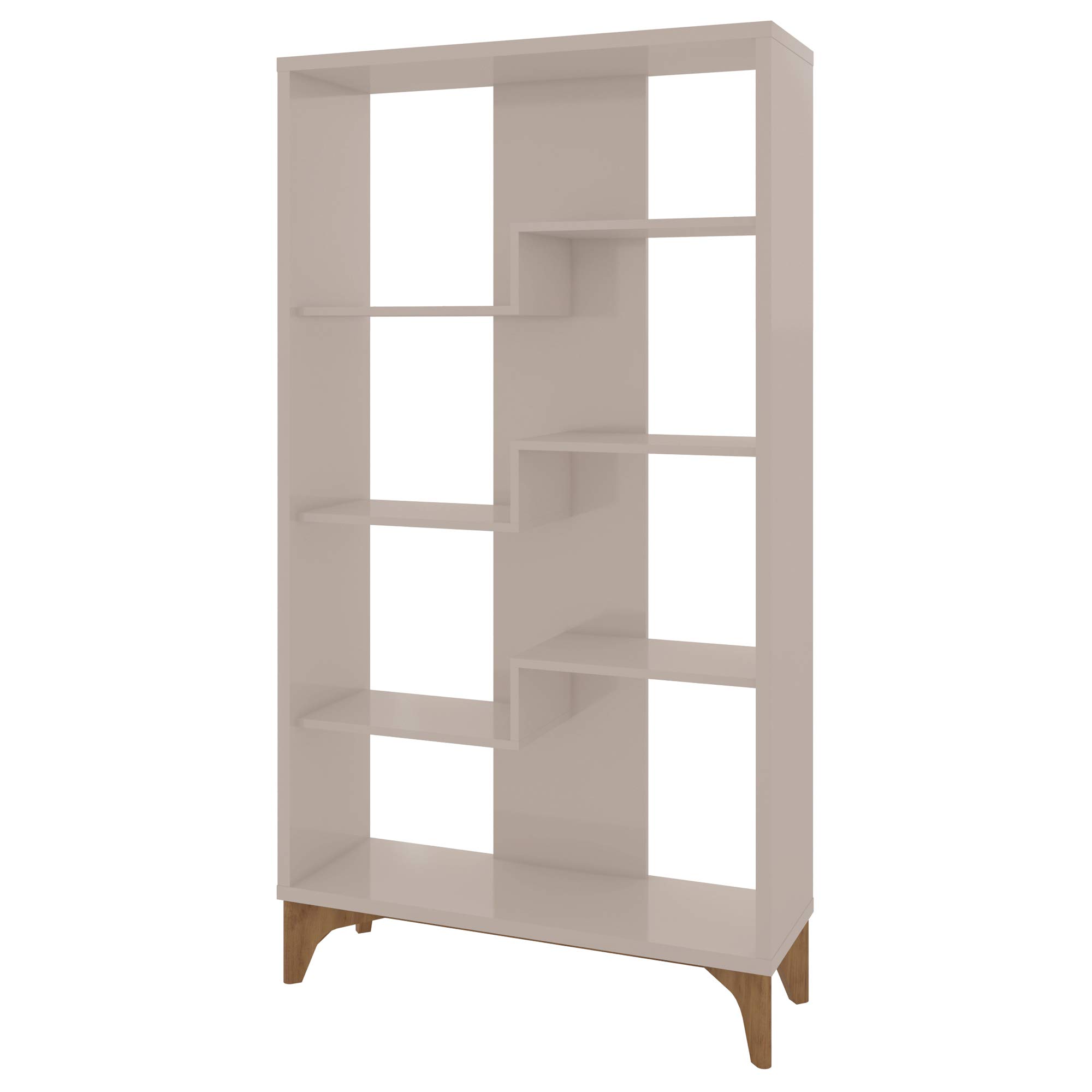 Manhattan Comfort Gowanus Modern Home Office 4 Shelves Geometric Bookcase, 35.43", Off White
