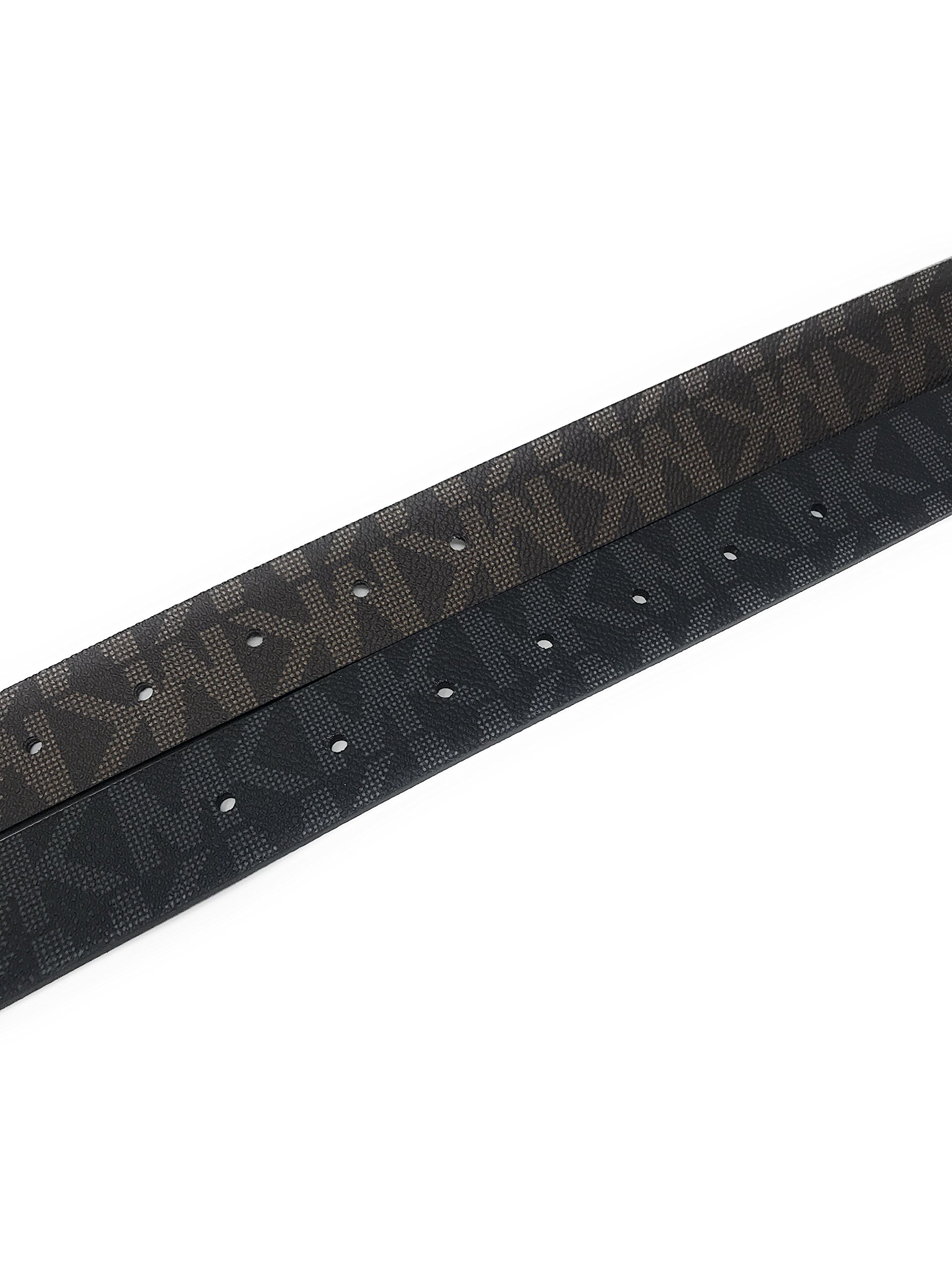 Michael Kors Women's 30mm Black To Brown Reversible MK Logo Monogram Synthetic Leather Belt (XL)