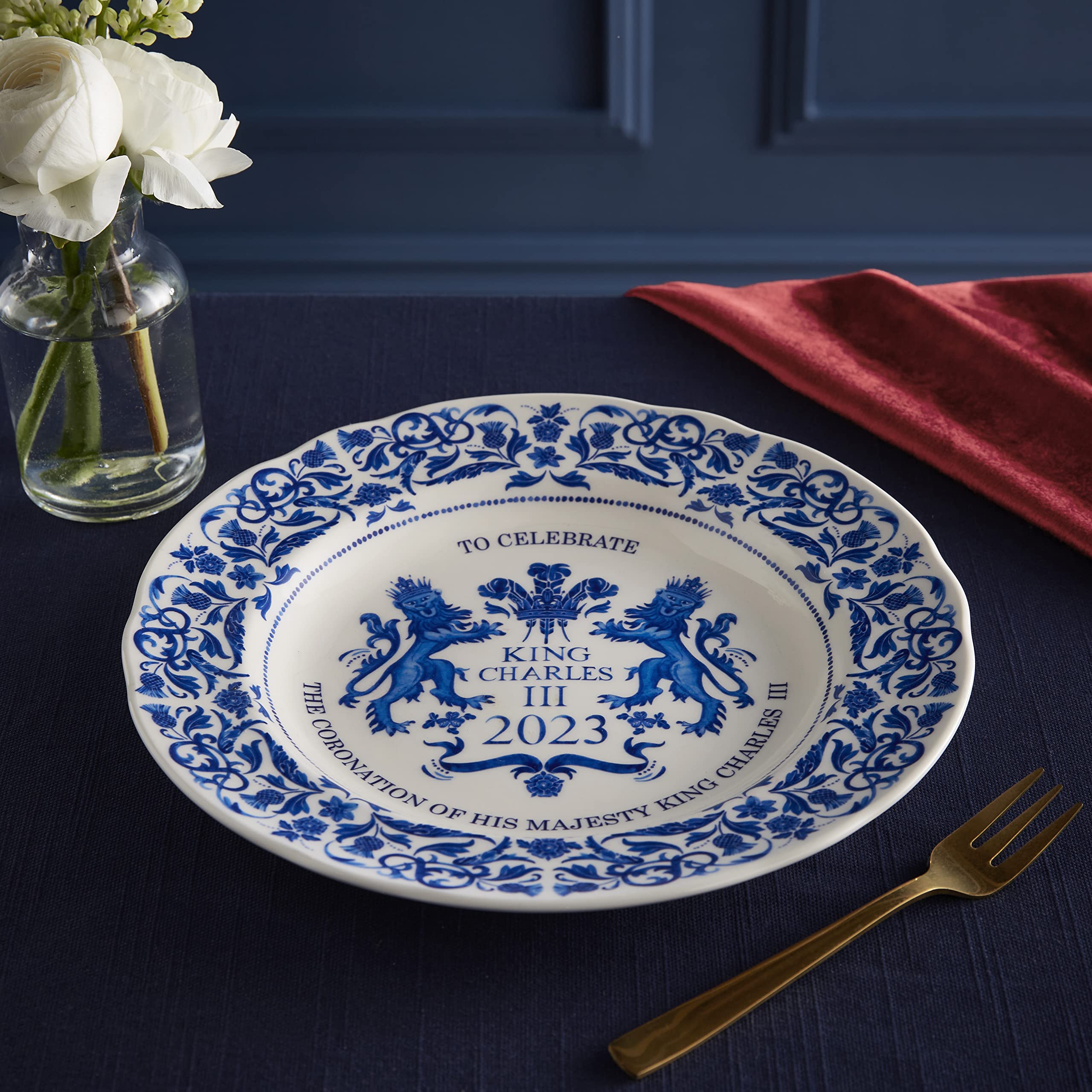 Spode King Charles III Coronation Commemorative Plate Commemorative Memorabilia, Souvenirs, or Gift | Home Decoration | Dishwasher and Microwave Safe | Made in England