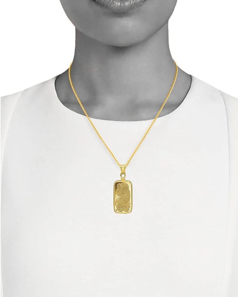 Solid Pamp 24K Pretty Yellow Gold Pamp Suisse Bar 1-2.5-5-10-gram Lady Fortuna with 14k yellow gold frame 2.5 Gram (22 Inches)