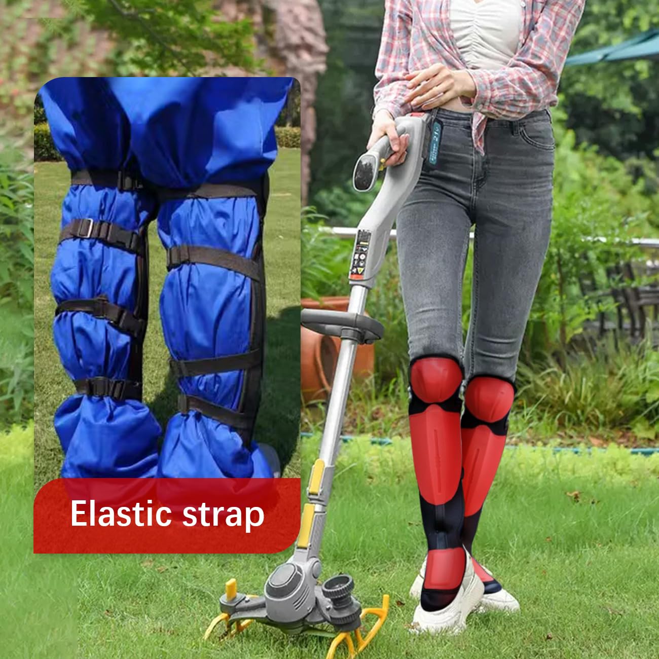 OLizeeĀ® 1 Pair Adjustable Trimmer Gaiters Mowing Shin Guards Gardening Knee Pads Chainsaw Shin Guards Weed Eating Leg Protectors for Outdoor Activities Black