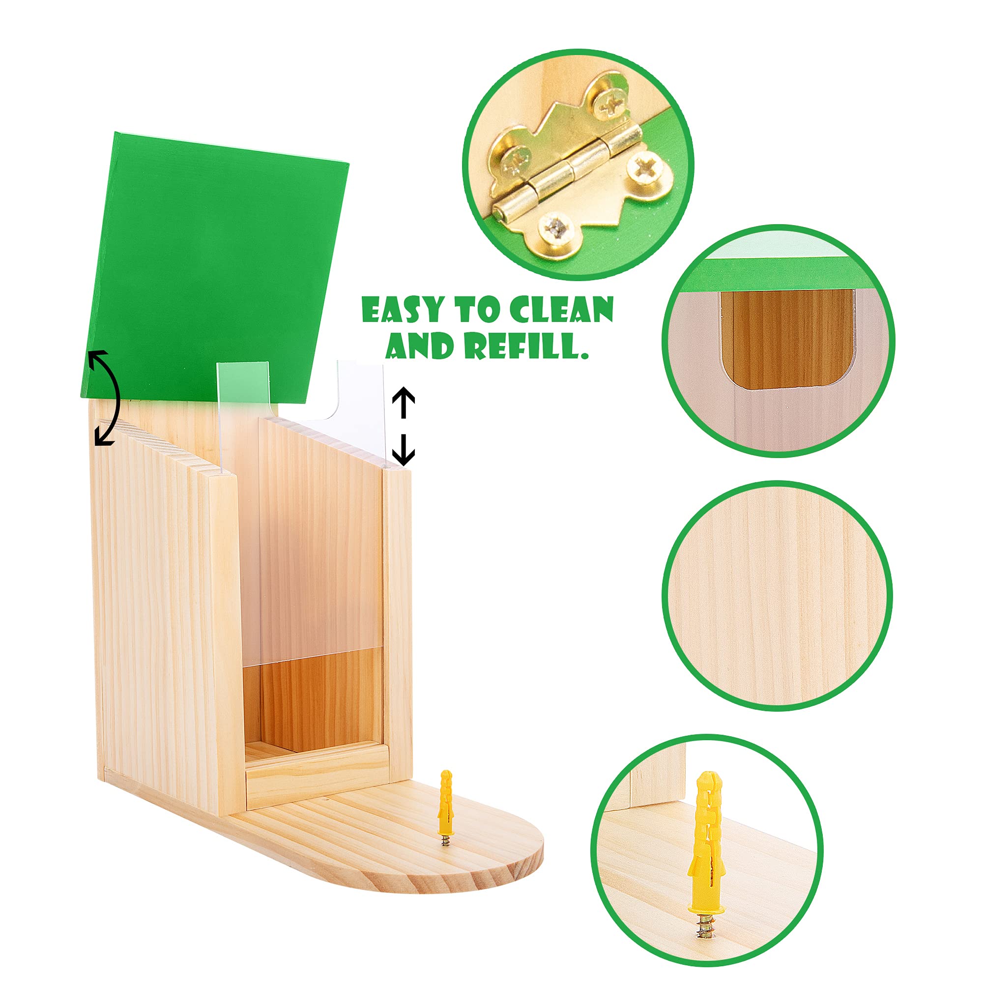 Wehhbtye Squirrel Feeder Box-Wood Handcrafted Chipmunk Picnic Table Feeder Bench Feeders,Pine House with Screws for Squirrel Feeding Station Hanging Outside Garden Yard(Assembly Hardware Included)