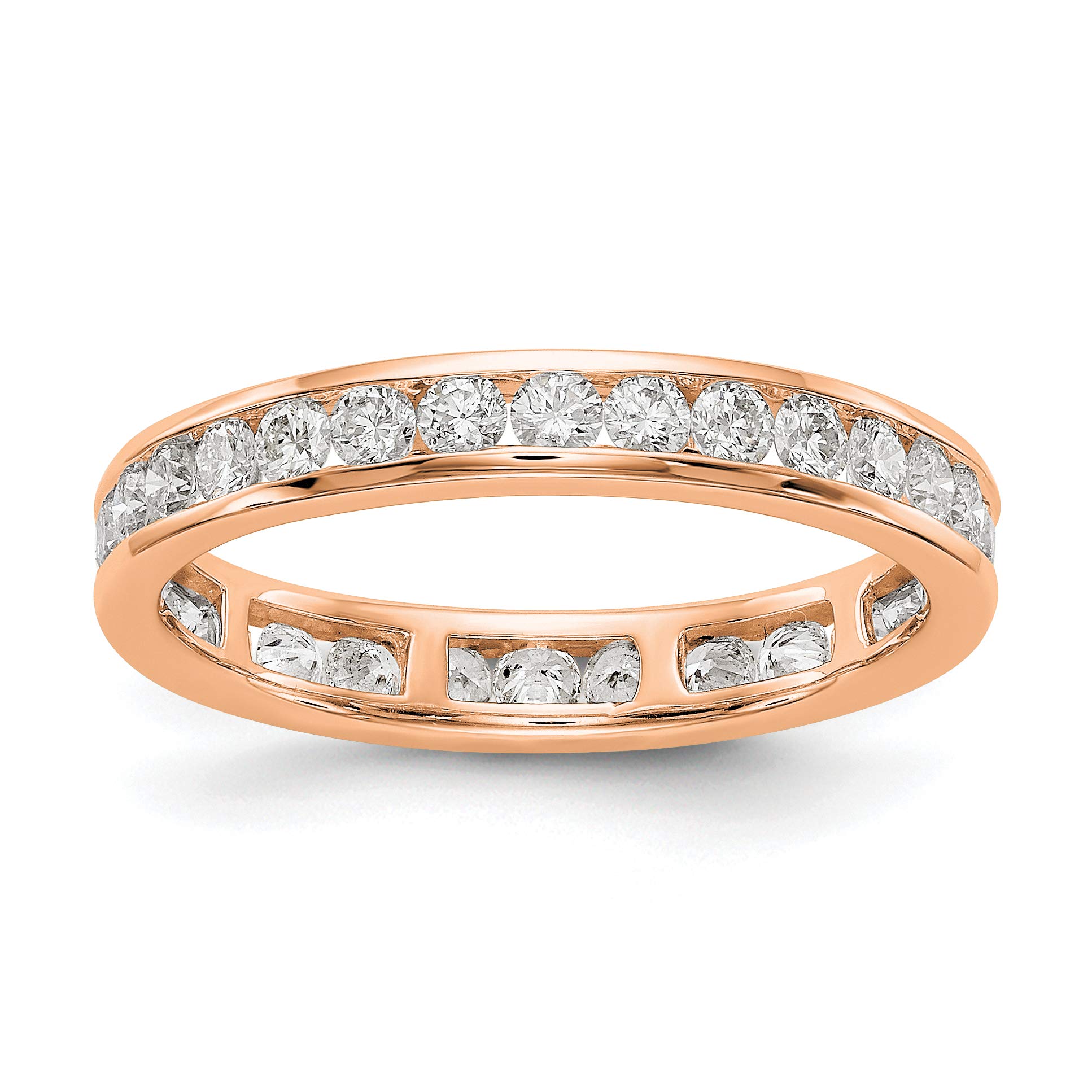 Solid Real 14k Rose Gold Polished 1ct Channel Set CZ Eternity Wedding Band Ring Size 6 GLD-AZ-ET0009-100