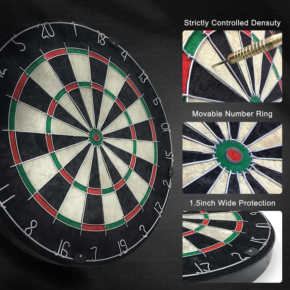 Professional Regulation Bristle Dartboard Set: High-Grade Compressed Sisal Dart Board Set with Rotating Number Ring and Staple-Free Bullseye, Dart Board Suitable for Adults in Party/Competition/Bar