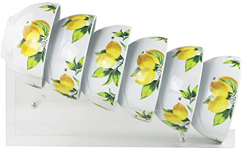 Reston Lloyd Fresh Lemons, 6pc Melamine Cereal/Soup Bowl Set, white, lemon, green, 2 cups