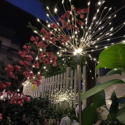Yard Decor, 2 Pack Solar Lights Outdoor Waterproof Garden Lights IP65 2 Lighting Modes Solar Firework Lights for Garden Patio Yard Pathway Parties Christmas Porch Farmhouse Decor,Warm White
