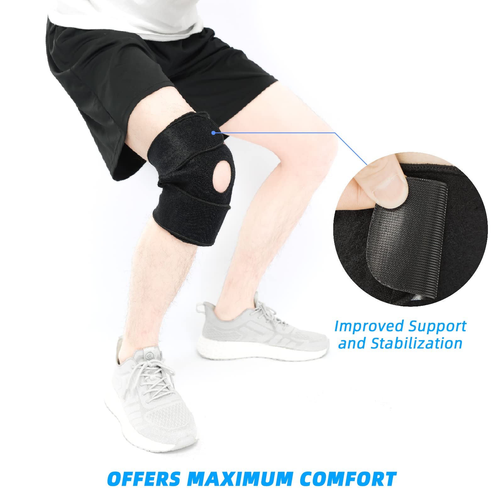Solmyr Knee Brace Support Adjustable Compression Knee Support Brace for Men Women, for Knee Pain, Arthritis Pain, Tendon, Injury Recovery, Running, Workout