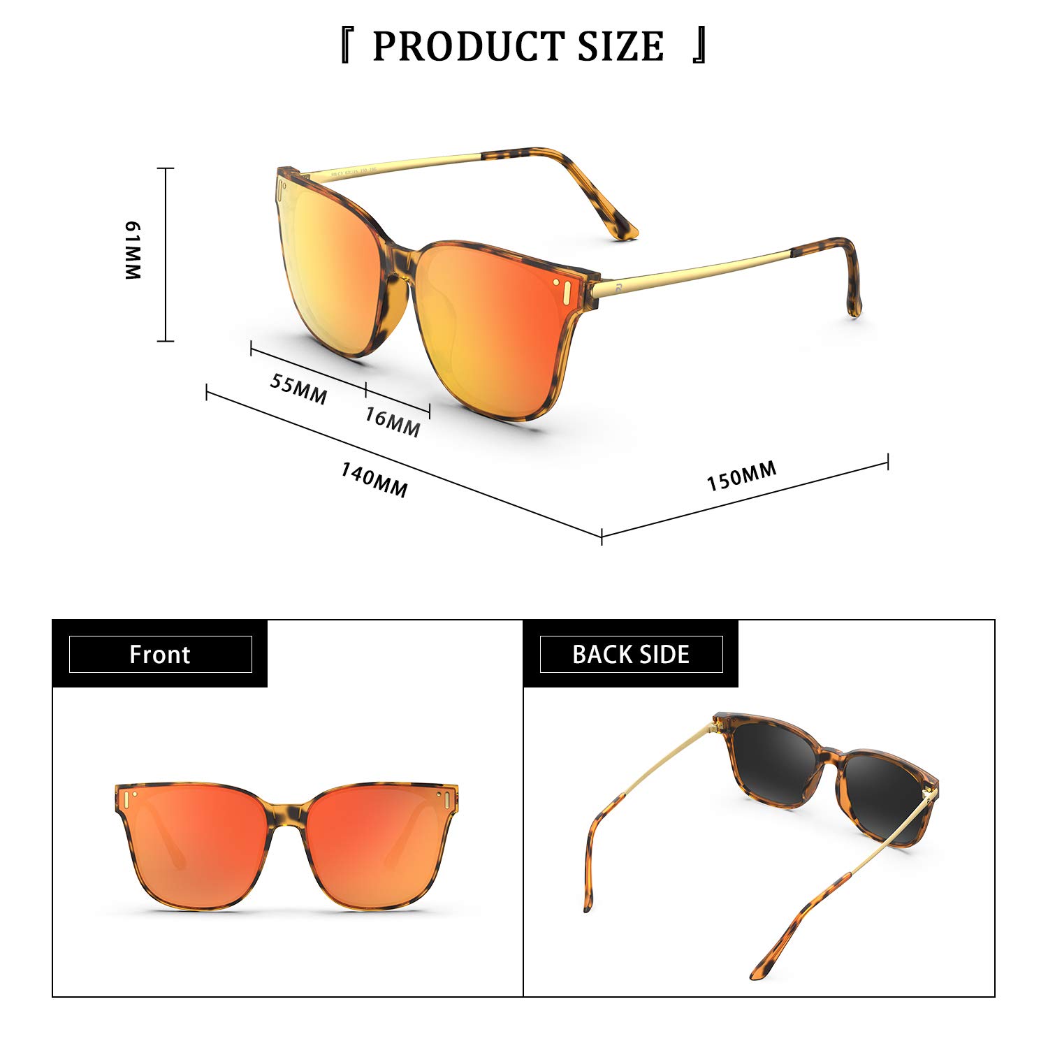 WOOLIKE Women Sunglass Oversized - Polarized UV 400 Protection for Driving & Traveling, Trendy Fashion Square Design with Enlarged Glasses Legs & Hollow Elements TR90