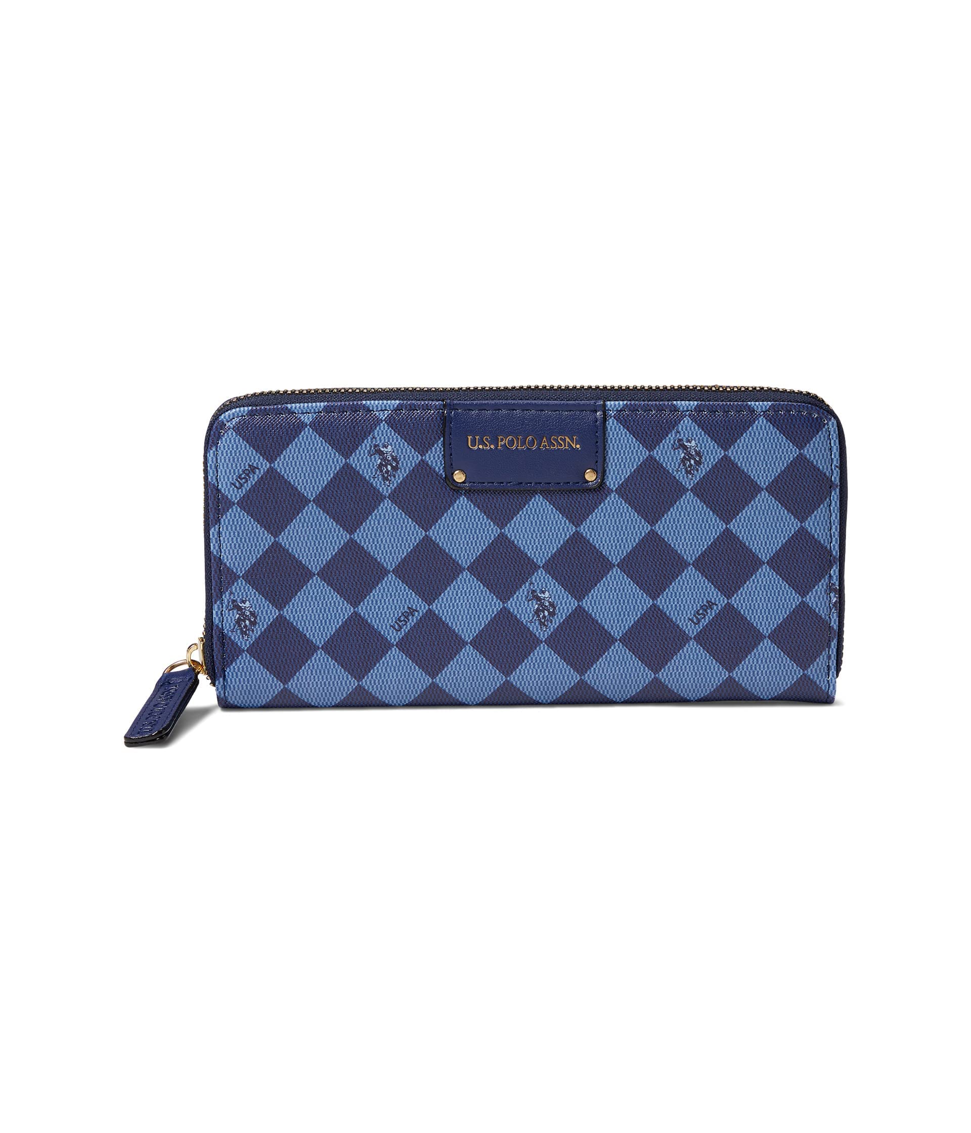 U.S. Polo Assn. Diamond Zip Around Wallet Blue One Size
