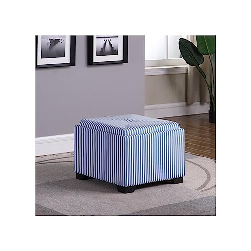 ORE International Inc. HB4774 17.5" Yellow and Gray Stripes Single Tufted Storage Ottoman