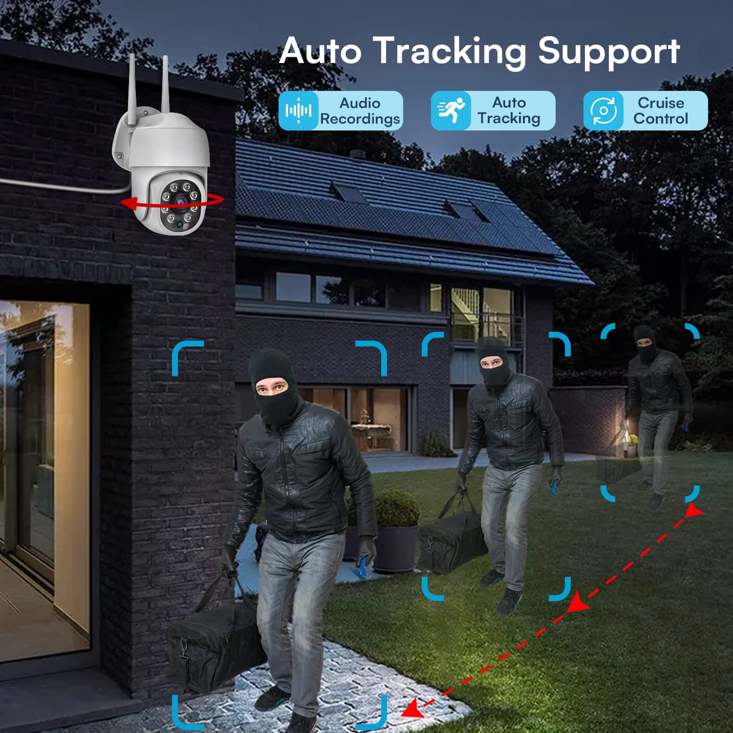 WOOLINK 2K Security Camera for Outdoor, Wireless WiFi, 360 ° Pan-Tilt 3MP UHD for Home Security System (2.4ghz Only) Surveillance Camera 2-Way Talking, Motion Detect and Night Vision
