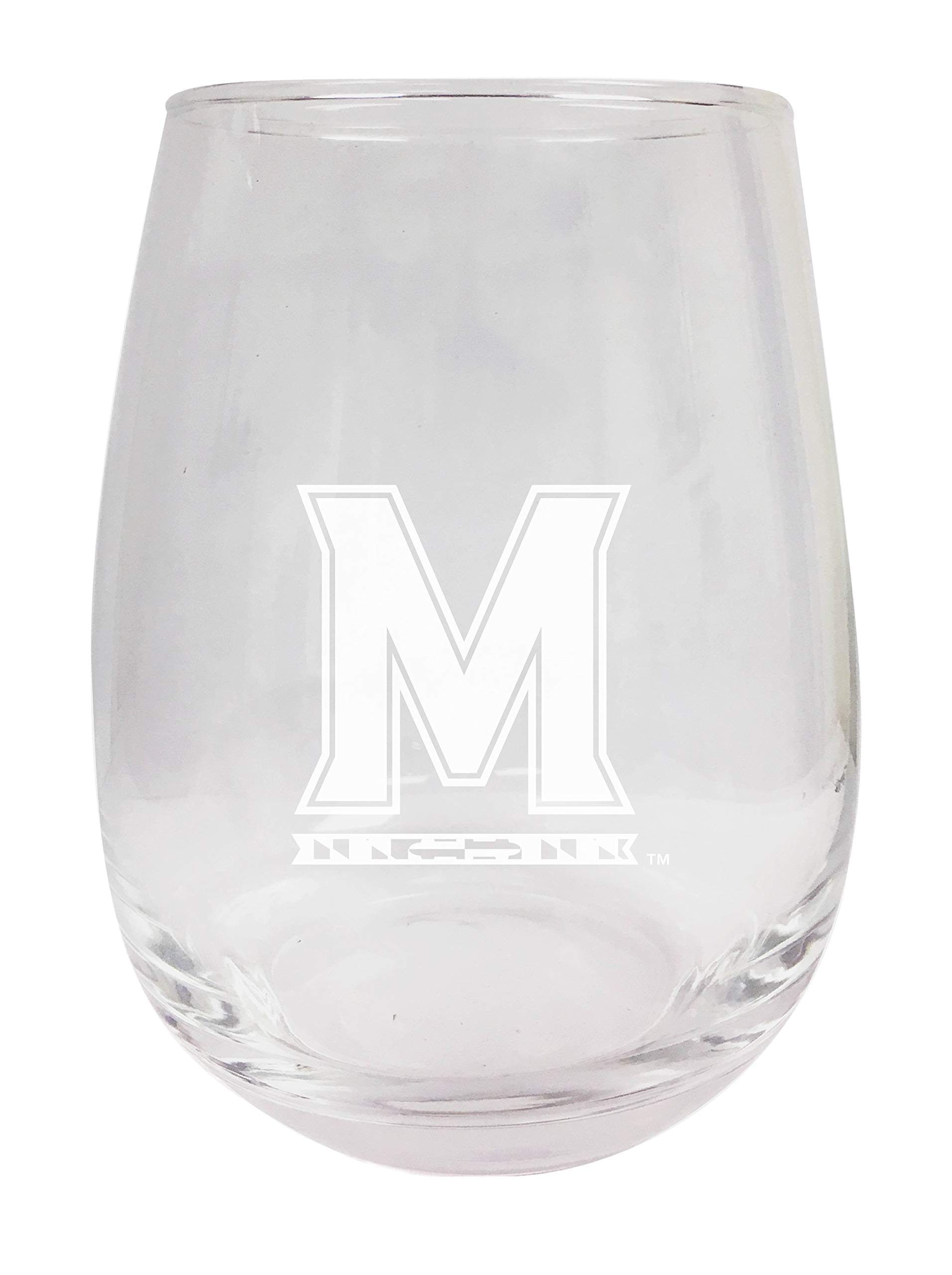 R and R Imports Maryland Terrapins Etched Stemless Wine Glass 15 oz 2-Pack Officially Licensed Collegiate Product