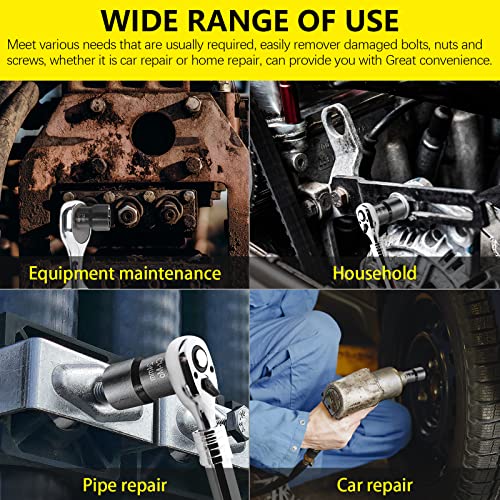 TOPEC Bolt Extractor Set, 10 Piece Lug Nut Remover Socket Tool, 1/2" Drive Impact Wheel Lock Removal Kit for Removing Damaged, Dead, Rusted, Rounded-Off Bolts, Lug Nuts & Screws
