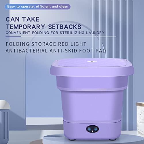 Portable Washing Machine - Foldable Mini Portable Washer Lightweight Washing Machine with Drain Basket for Camping, Travelling, Apartment, RV, Underwear, Personal (Purple)