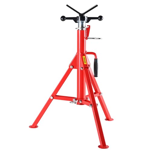 VEVOR Heavy-Duty Pipe Stand Adjustable Folding Pipe Jack Stand | Sturdy Construction 2500 lbs Load Capacity | Ideal for Welding, Automotive, and Construction Projects