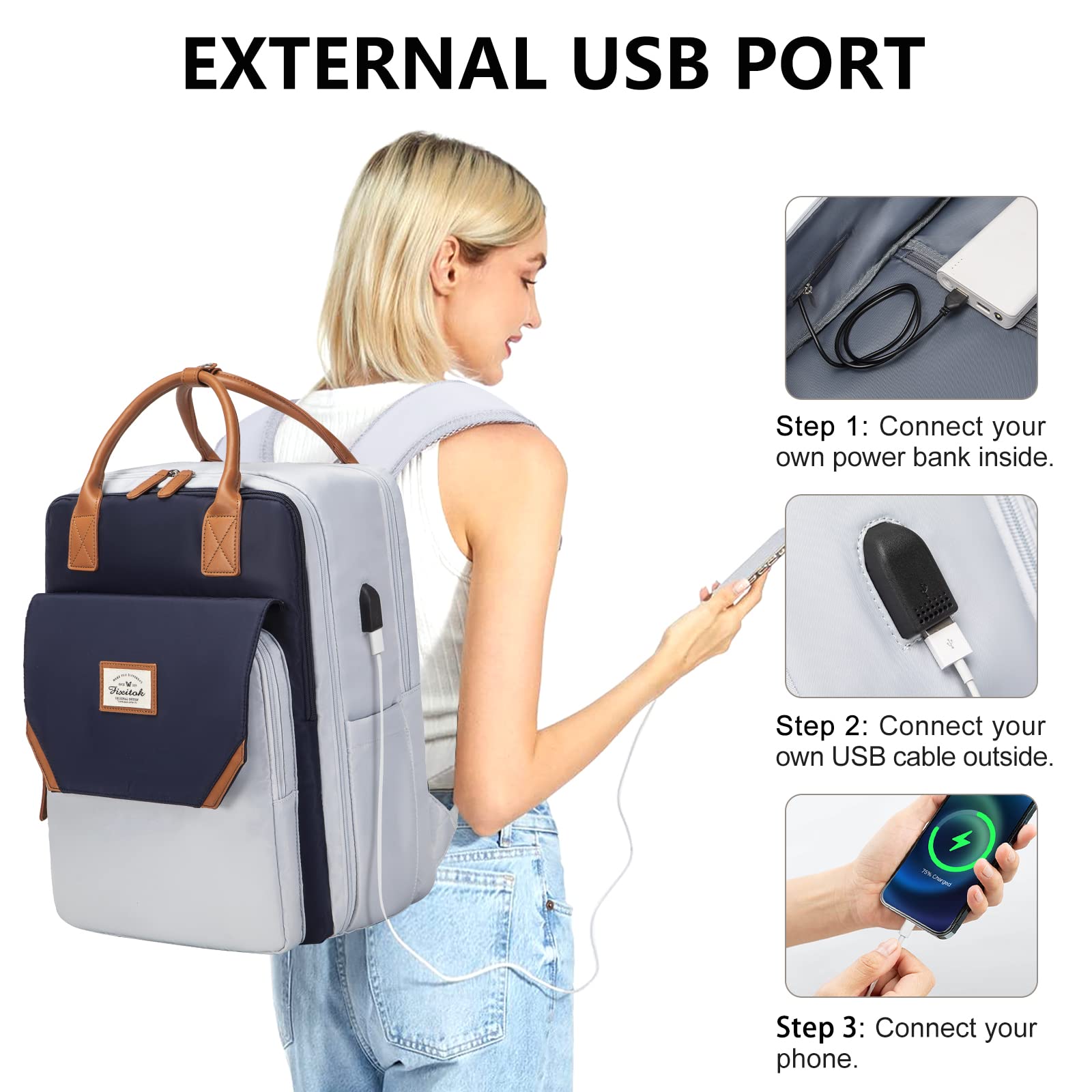 Large Travel Laptop Backpack for Women, 40L Carry On Backpack Flight Approved, Backpack with Laptop Compartment, USB Charging Port, Shoes Compartment, Luggage Backpack for Weekend Traveler Women Man