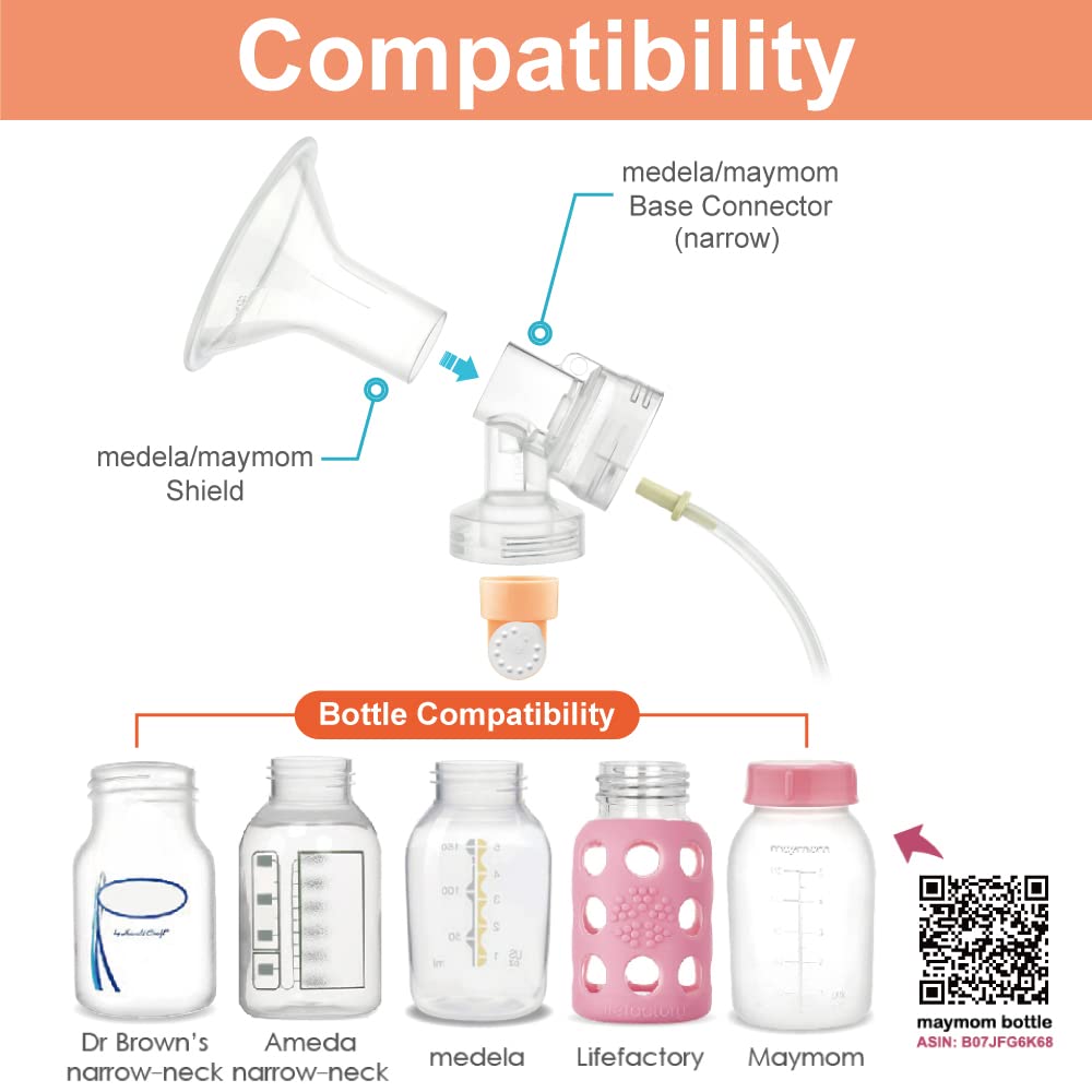 Maymom MyFit 17 mm Shields Small; Compatible with Medela Breast Pumps-PersonalFit, Freestyle, Harmony, Maxi, Freestyle Flex Connector; Connect to Maymom Widemouth/Narrow Connector, 2pcs