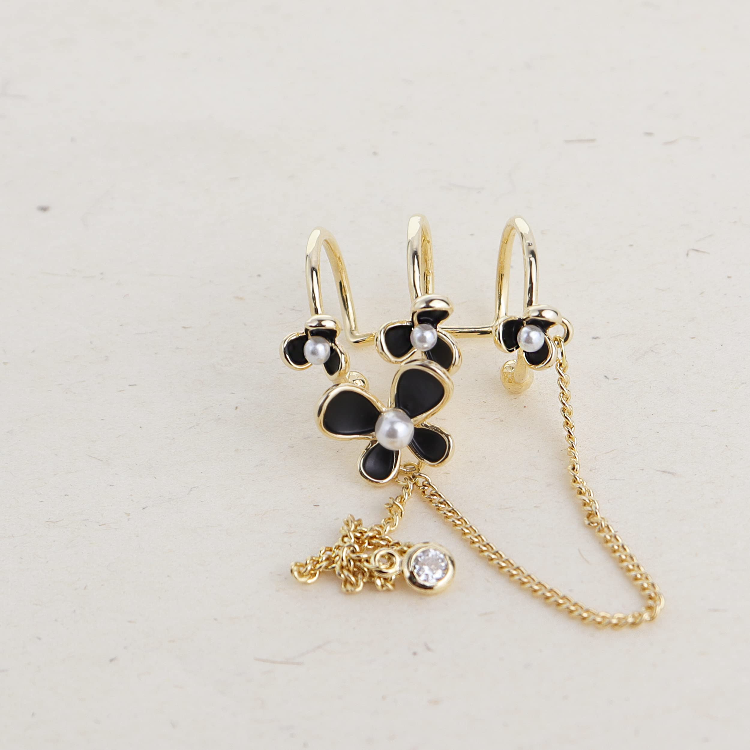 Sonateomber Gold Ear Cuff Star Dangle Long Chain Drop Earrings for Women Jewelry Gifts