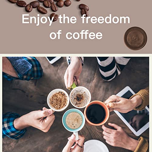 Reusable Coffee Capsule Lids for Original Nespresso Vertuoline Pods, Food Grade Silicone Caps for Refillable Nespresso Vertuo Pods with Scoop and Brush, 4 PCS(Brown)