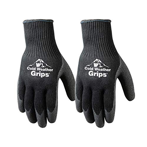 Wells Lamont Cold Weather Latex Grip Versatile Winter Work Gloves | Cut & Tear Resistant | 2-Pair Pack, Medium (526MN) , Black
