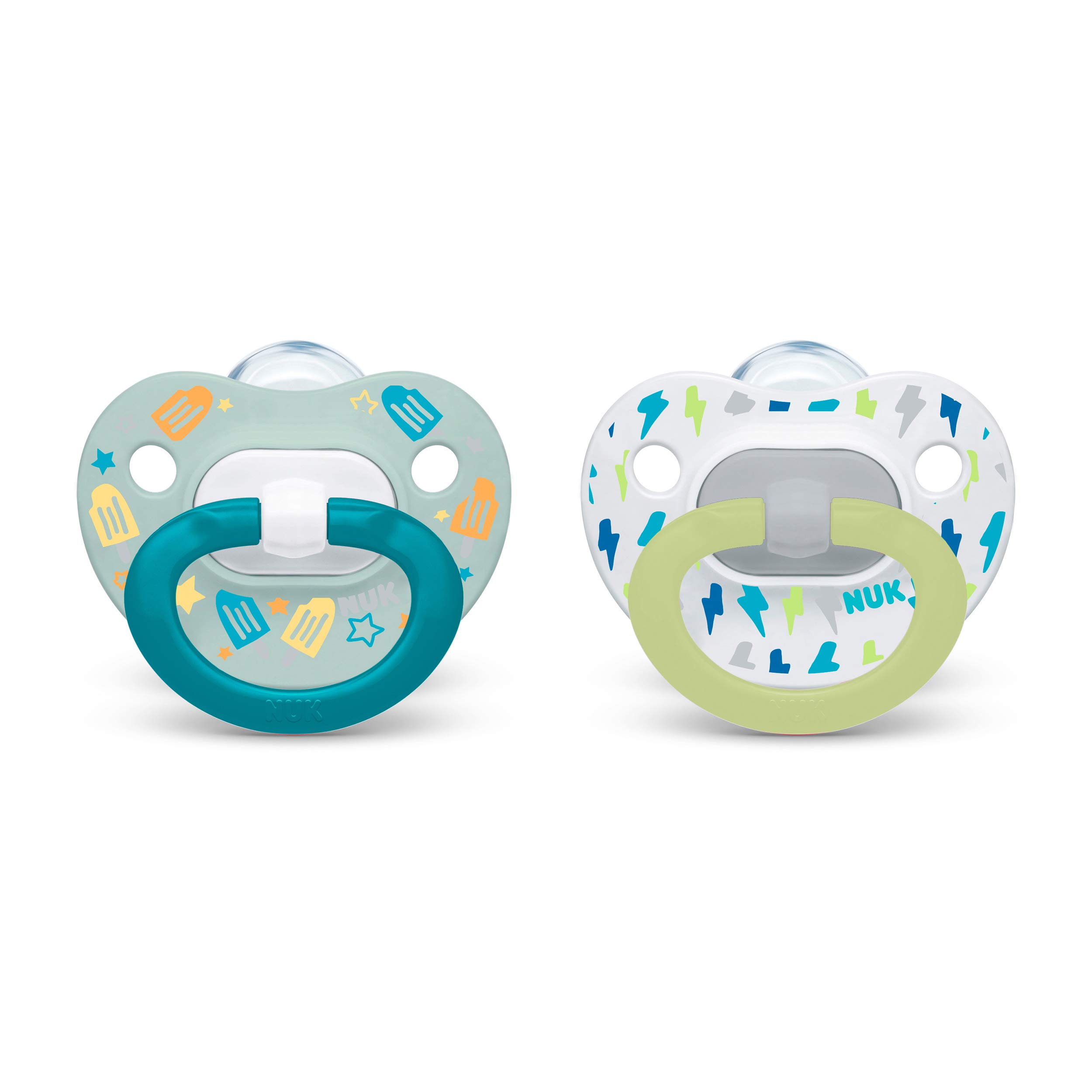 NUK Glow-in-The-Dark Orthodontic Pacifiers, Zebra, 0-6 Month (Pack of 2)