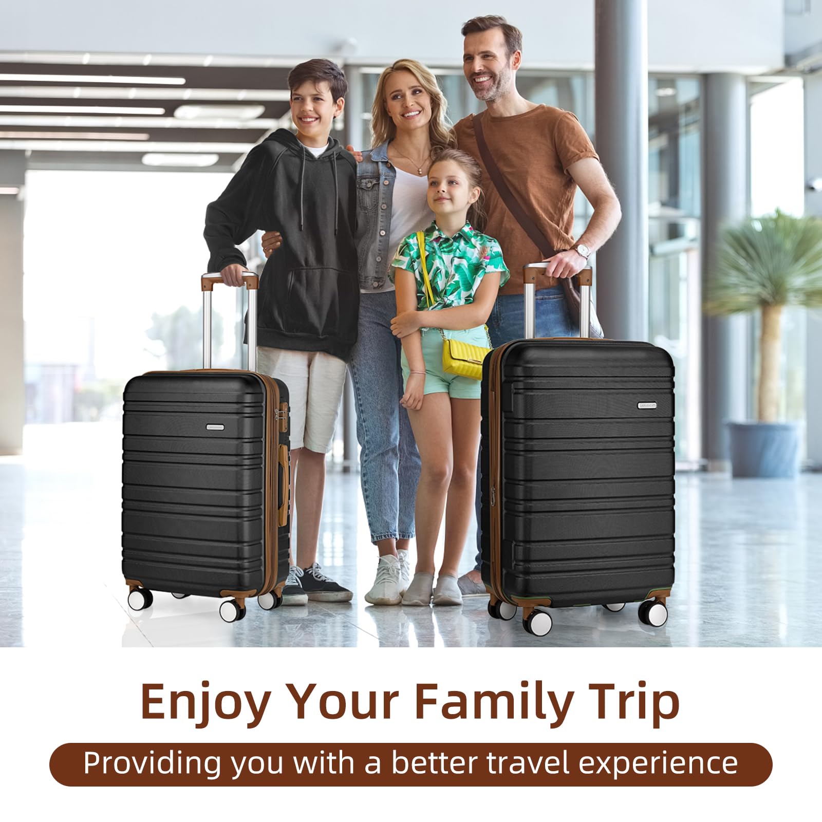 LARVENDER Luggage Sets 4 Piece, Expandable Hardside Suitcase Sets with Spinner Wheels TSA Locks, Lightweight Rolling luggage for Men and Women, Green