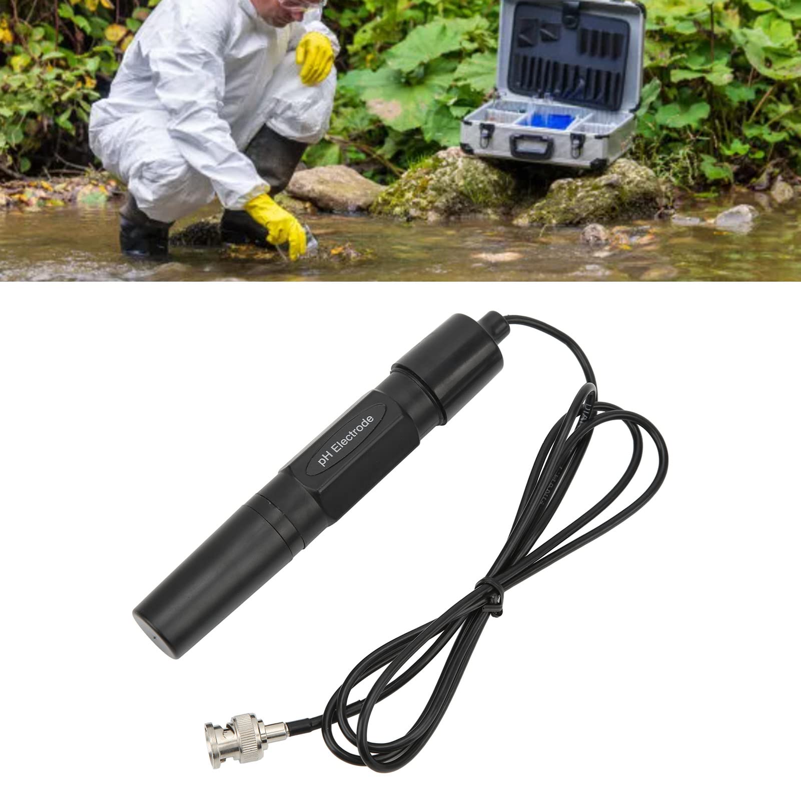 TOPINCN PH Probe Sensor,PH 201H Probe Plant & Soil Monitoring Soil Meters Sensor High Accuracy Compound PH Electrode PH Meter BNC Connector 2m/78.7in (2M)