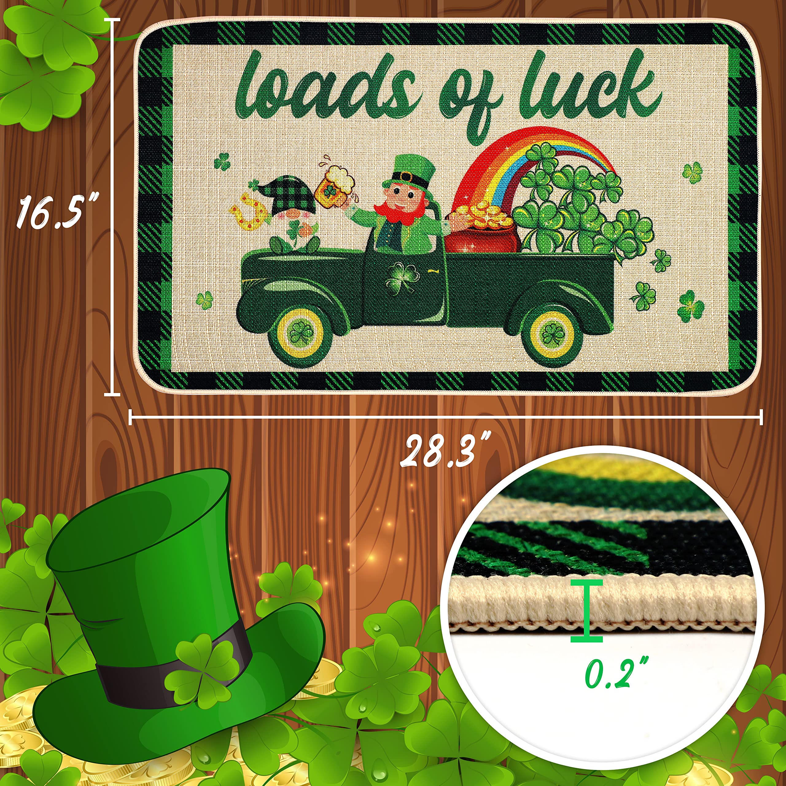 Tieshankao St Patricks Day Gnome Doormat Decorations-Shamrock Leprechaun Lucky Door mat Rug Irish Saint Patty's Decor for The Home Bathroom