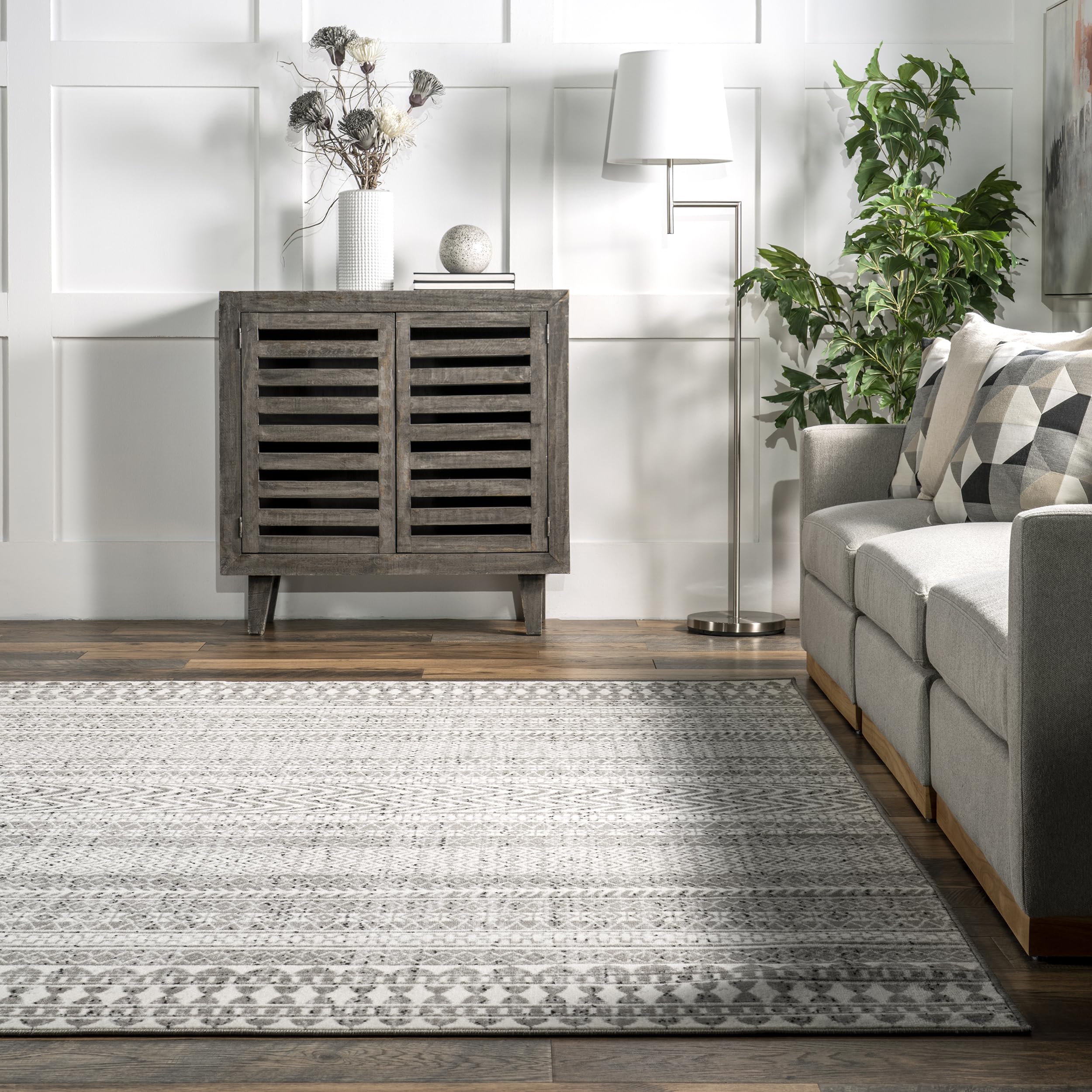 nuLOOM Catherina Transitional Geometric Area Rug, 9x12, Grey
