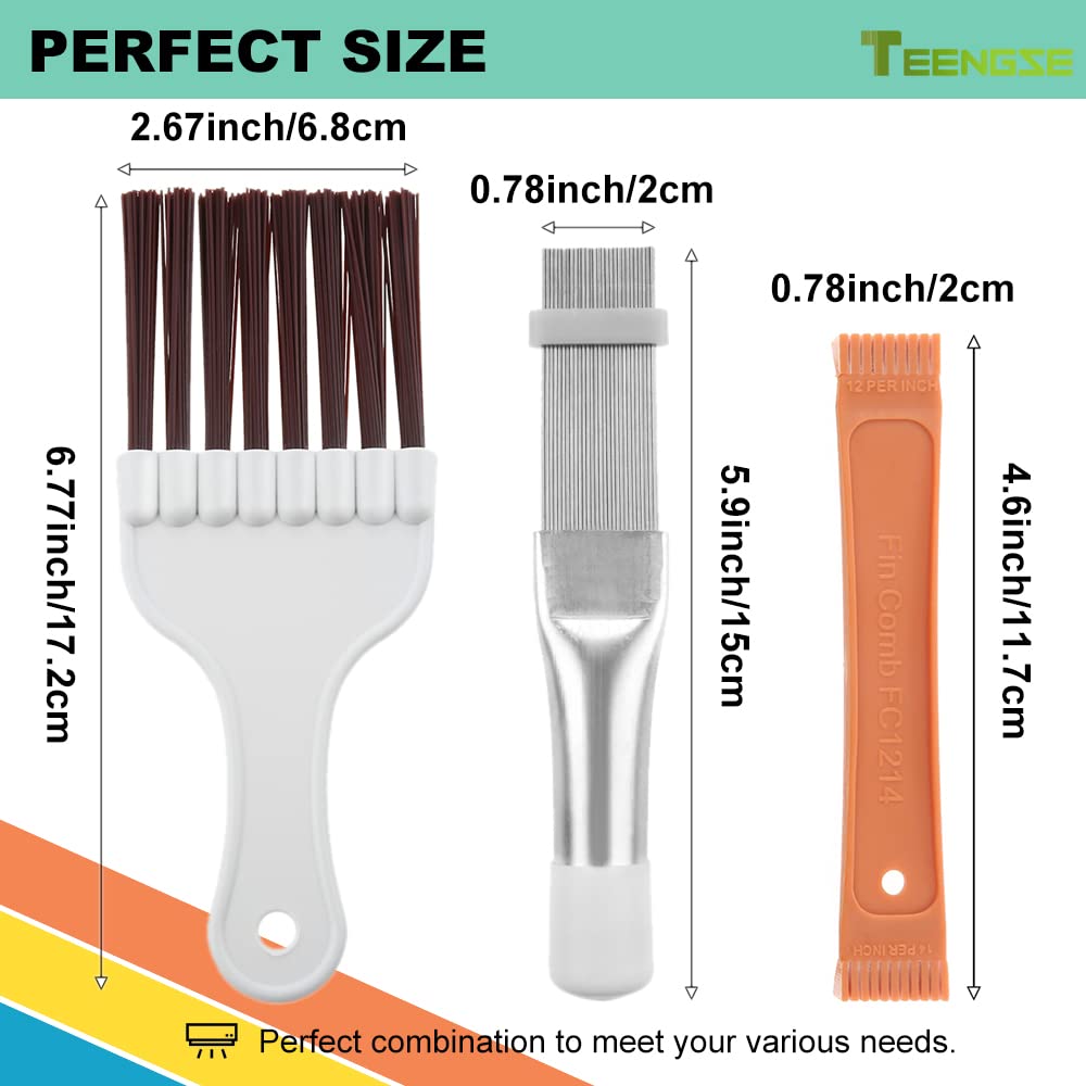 TEENGSE FCR6 Fin Comb Tool Set, 2PCS Air Condenser Fin Cleaning Brush, Steel AC Evaporator Comb, Prolonging Service Life and Increasing Efficiency