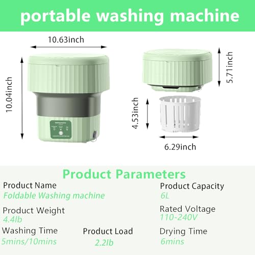 Portable Washing Machine,6.5L Large Capacity Mini Washing Machine with 3 Modes Deep Cleaning,Foldable Washer for Underwear, Baby Clothes or Small Items,Suitable for Apartments, Dorms and Travel