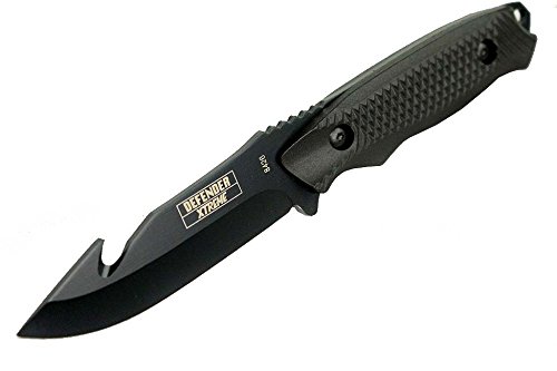 Lastworld 8" Defender Xtreme Gut Hook Hunting Knife with Sheath Black