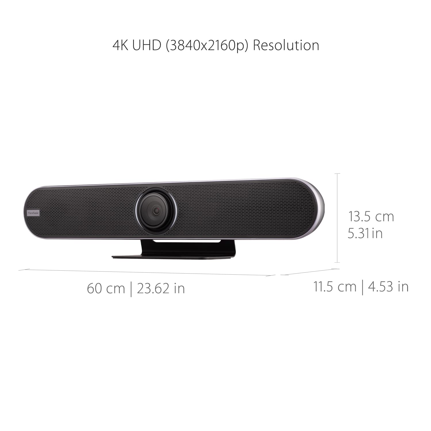 ViewSonic VB-CAM-201 4K Video Conference Web Camera with Built-in Microphone, 120 Degree Wide-Angle Lens for Zoom/Teams/Skype Remote Meetings and Calls