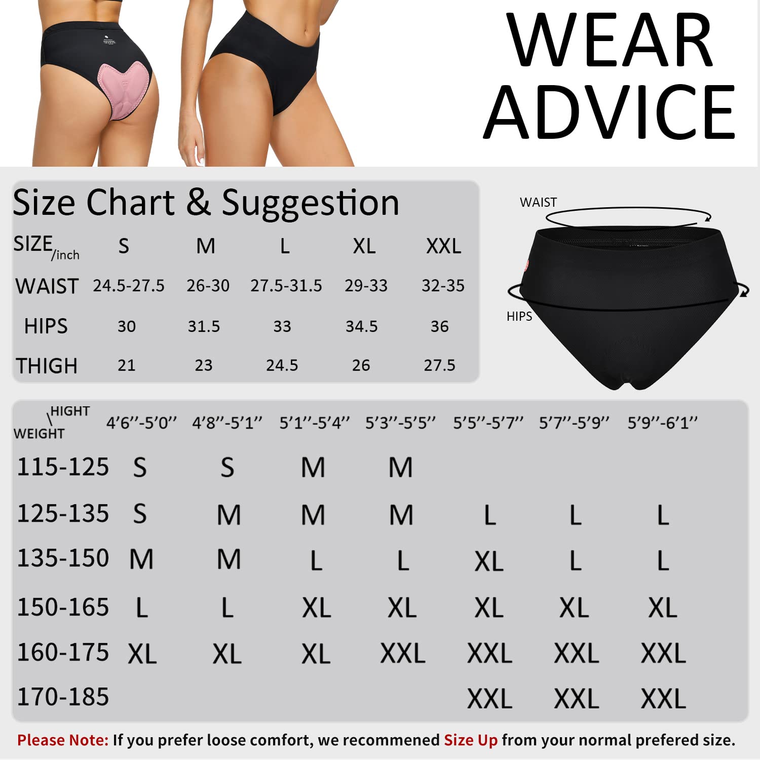 THRLEGBIRD Women's Cycling Underwear 3D Padded Bike Shorts Underwear Bicycle Briefs MTB Undershorts Black