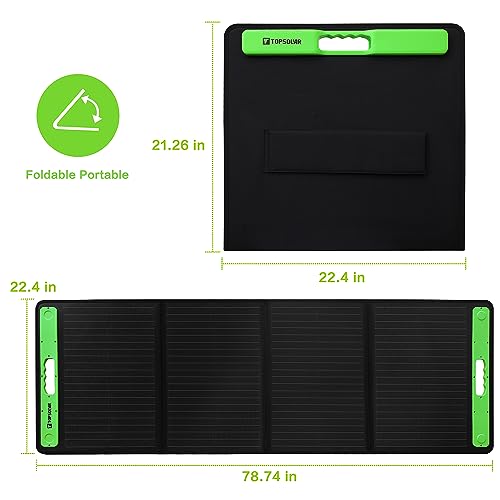 Topsolar 200W Foldable Portable Solar Panel Charger Kits for Portable Power Station Generator Cell Phones Camera Lamp 12V Car Boat RV Battery(Dual USB Ports & 19/14.4V DC Output)