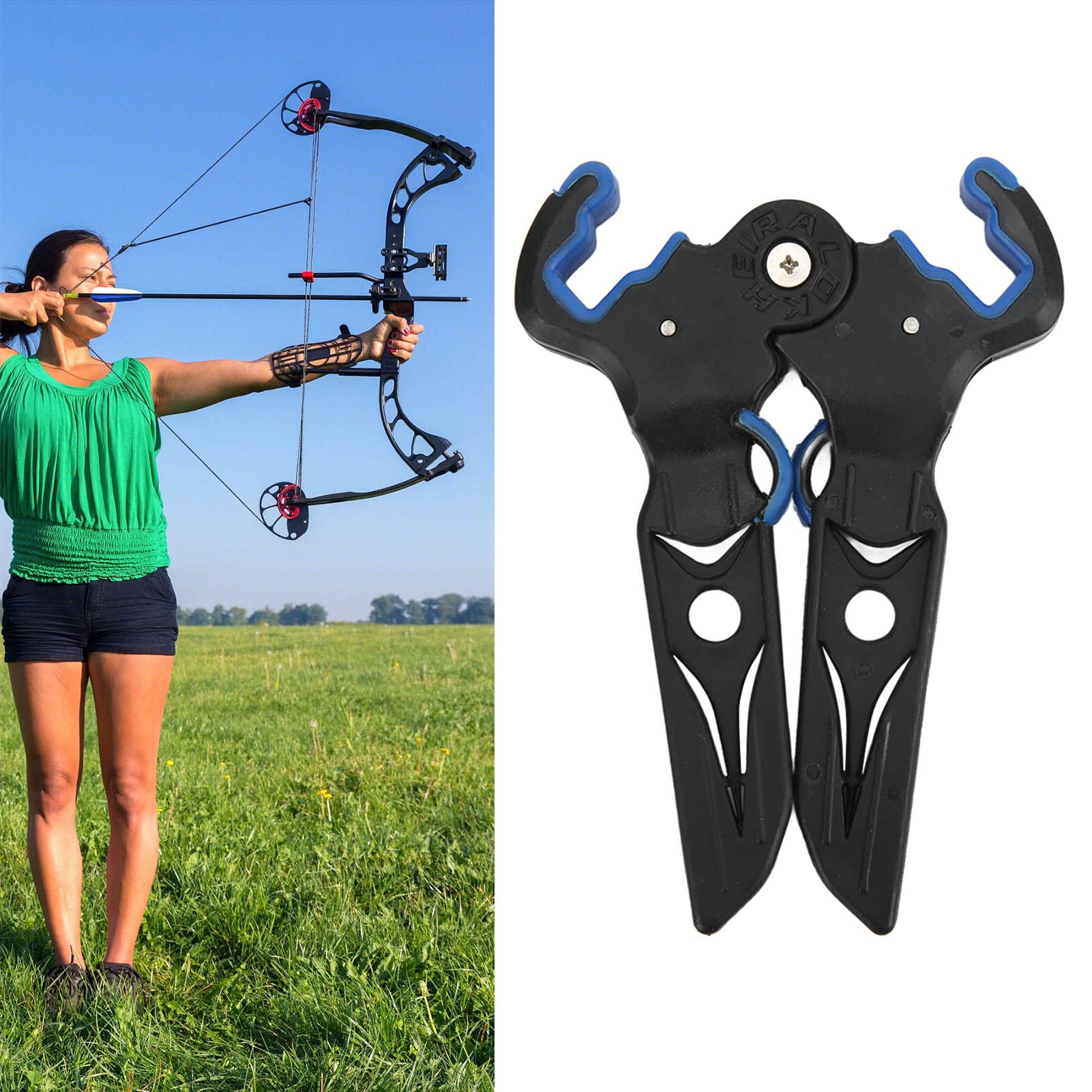SOONALL Archery Bow Stand, Mini Portable Bow Kickstand, Composite Pulley Bow Bracket, Rubber Archery Holder Stand, Compound Bow Kick Stand for Outdoor Hunting(short)