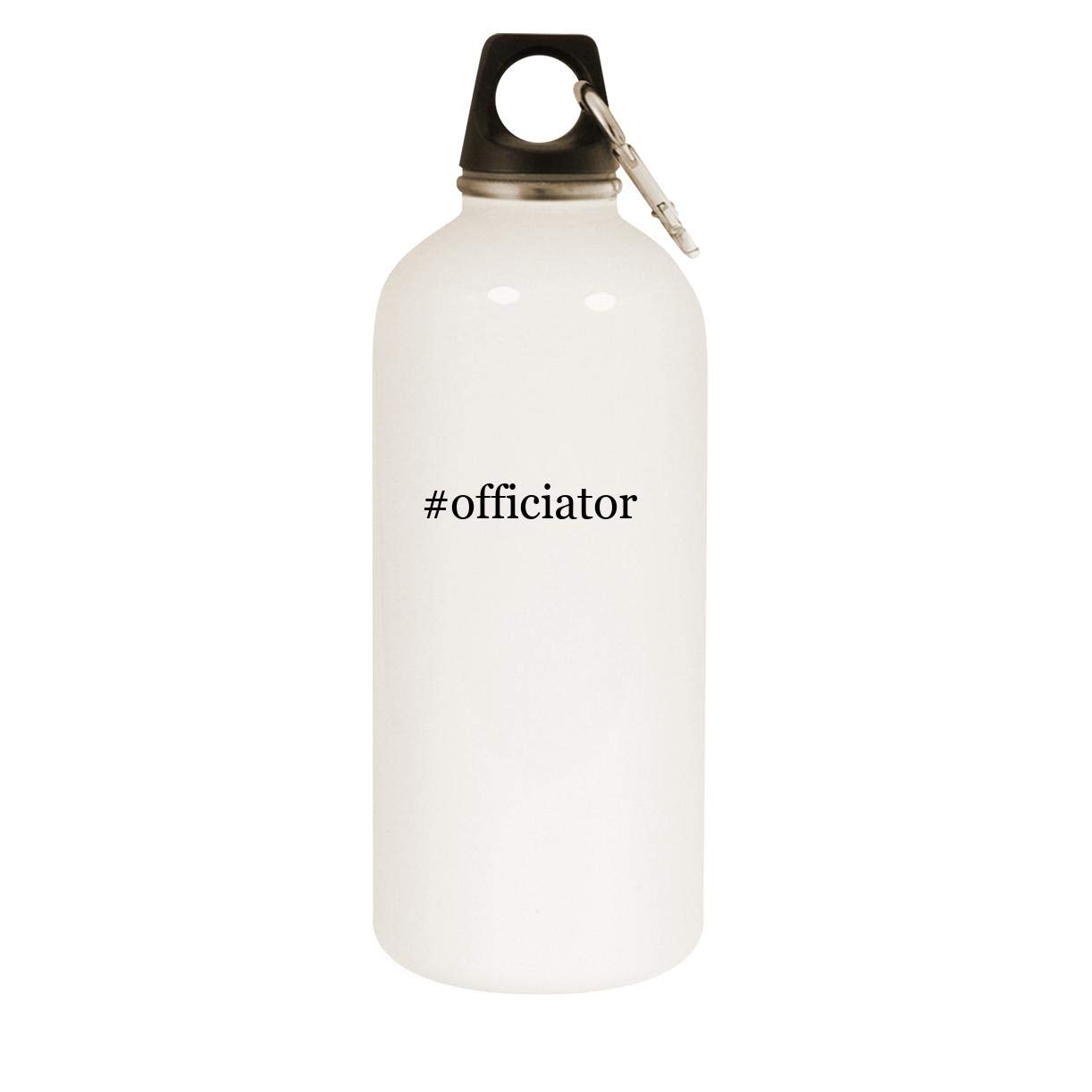 Molandra Products #officiator - 20oz Hashtag Stainless Steel White Water Bottle with Carabiner, White