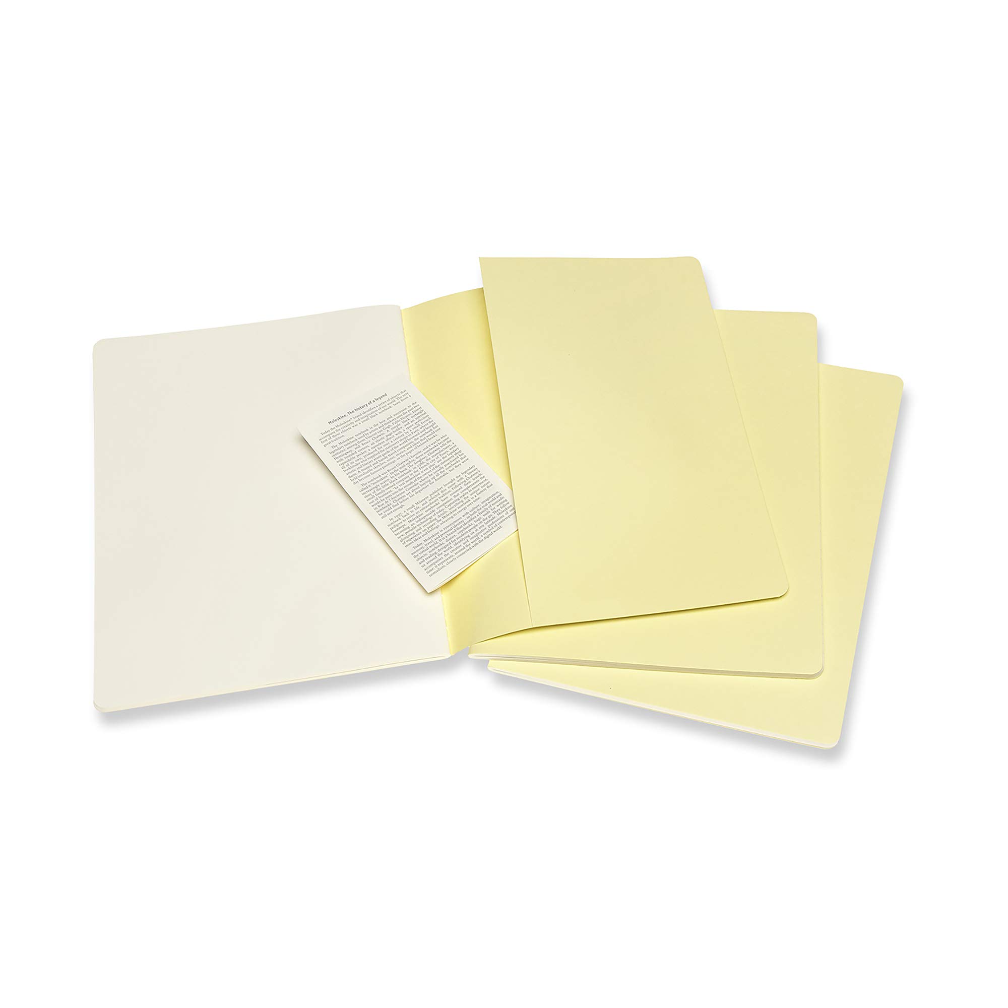 Moleskine Cahier Journal, Soft Cover, XL (7.5" x 9.5") Plain/Blank, Tender Yellow, 120 Pages (Set of 3)