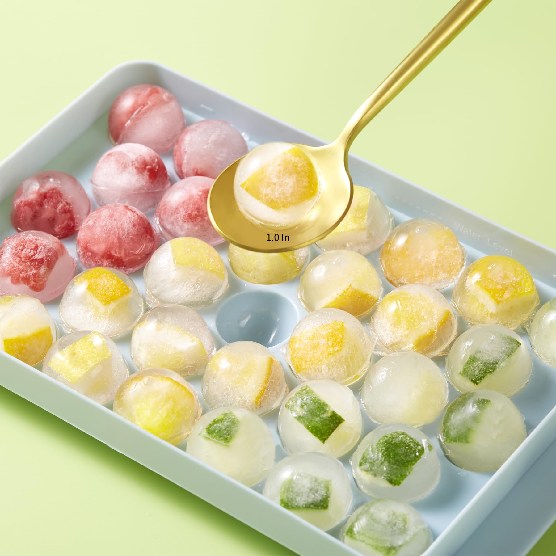 Ultrean Ice Cube Tray with Lid and Bin, Round Ice Cube Tray for Freezer, Making 66pcs Easy Release Ice Cube for Coffee, 2 Trays 1 Ice Container & Scoop