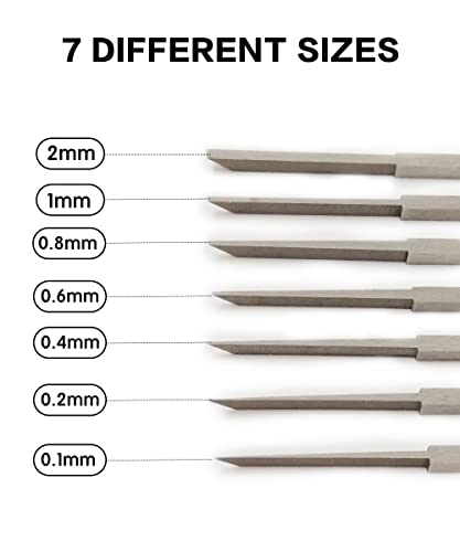 VICRAZZE Model Panel Line Scriber Resin Carved Scribe line Hobby Cutting Tool Model Chisel with 7 Blades 0.1/0.2/0.4/0.6/0.8/1.0/2.0mm for Carving Cutting
