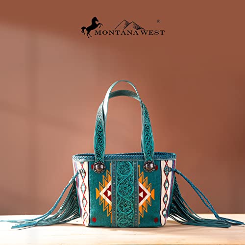Montana West Western Tote Bag for Women Aztec Tapestry Tooled Collection Concealed Carry Handbag MW1211G-8317TQ