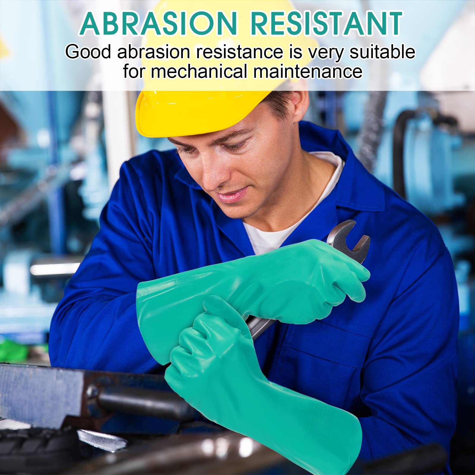 Potchen 20 Pairs Chemical Resistant Gloves Heavy Duty Nitrile Gloves Thick Work Cleaning Resist Household Acid, Alkali Gloves (X-Large)
