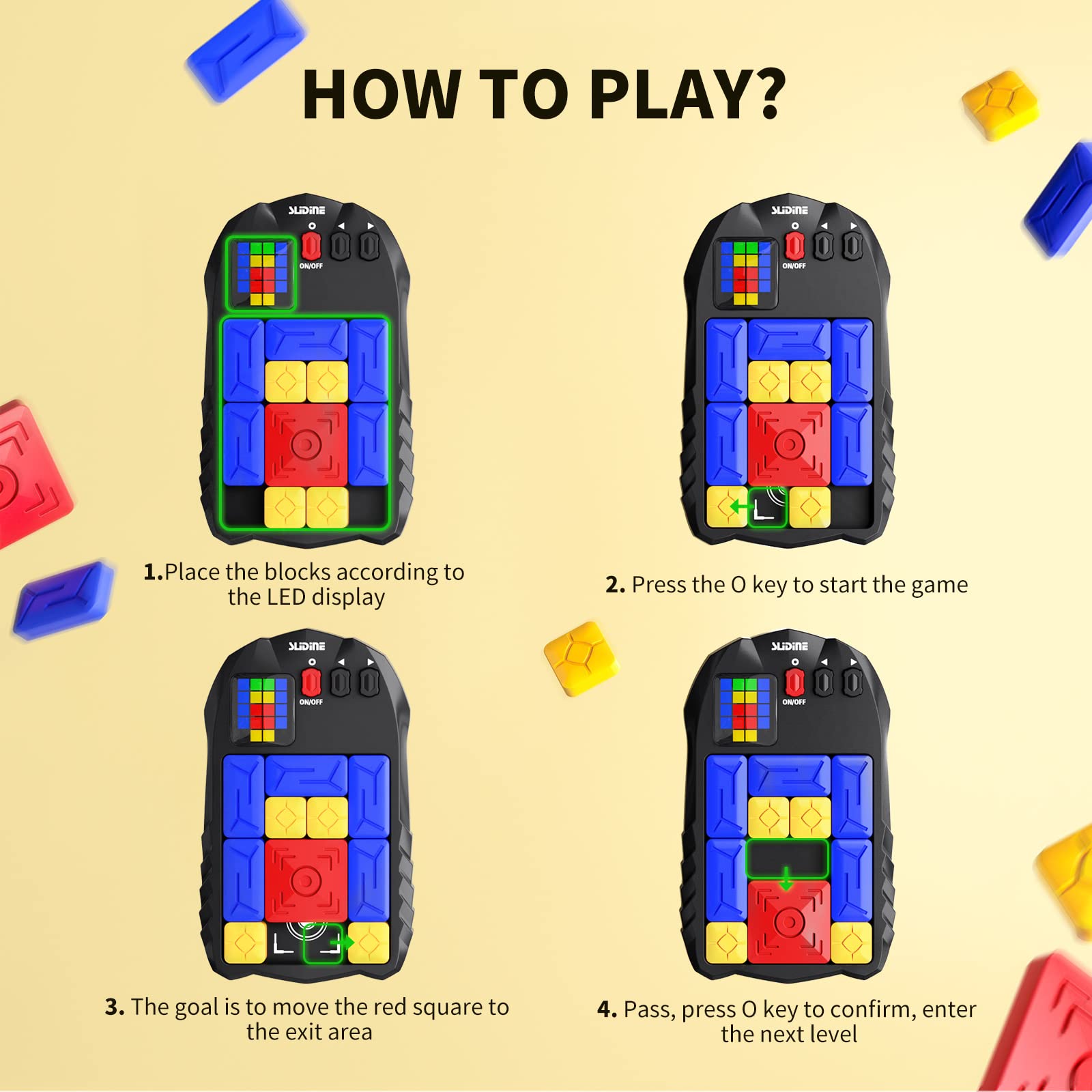 TEMI Super Slide Games Sliding Block Puzzle 500+ Level Slide Puzzle Game Travel Fidget Toys Handheld Games Console Learning Games Brain Teaser Puzzles for All Ages
