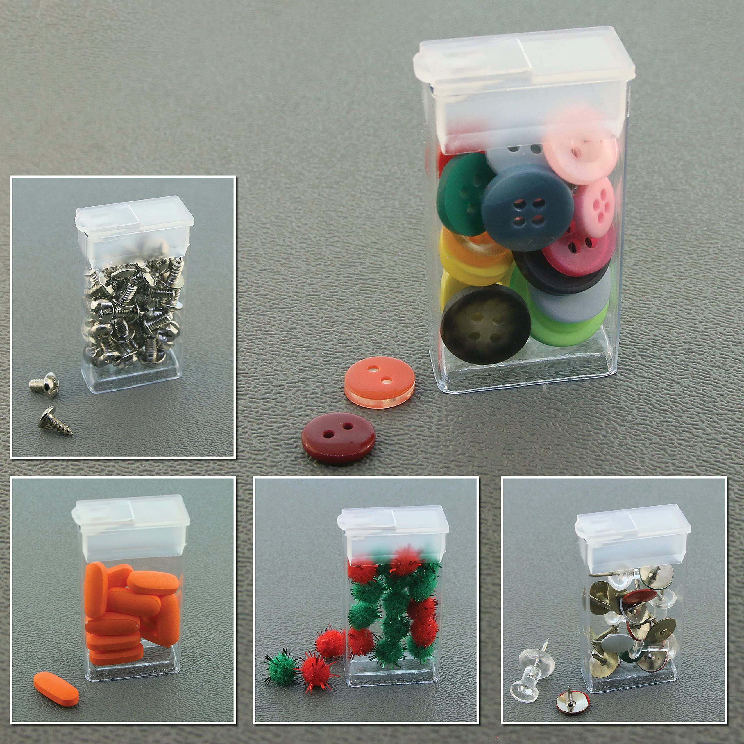 The Beadsmith Clear Plastic Boxes - Rectangle with a Flip Top Cap - 7/16” x 1” x 1-1/2” - Use for Beads, Bath Salts, Wedding & Party Favors, Home or Office Storage - Bag of 100