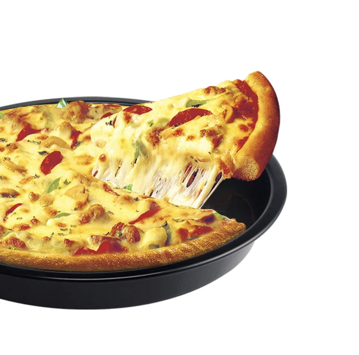 Safeya 8 inch Carbon Steel Non-Stick Black Color Coating Heat-Resistance Pizza Pan And For Cakes