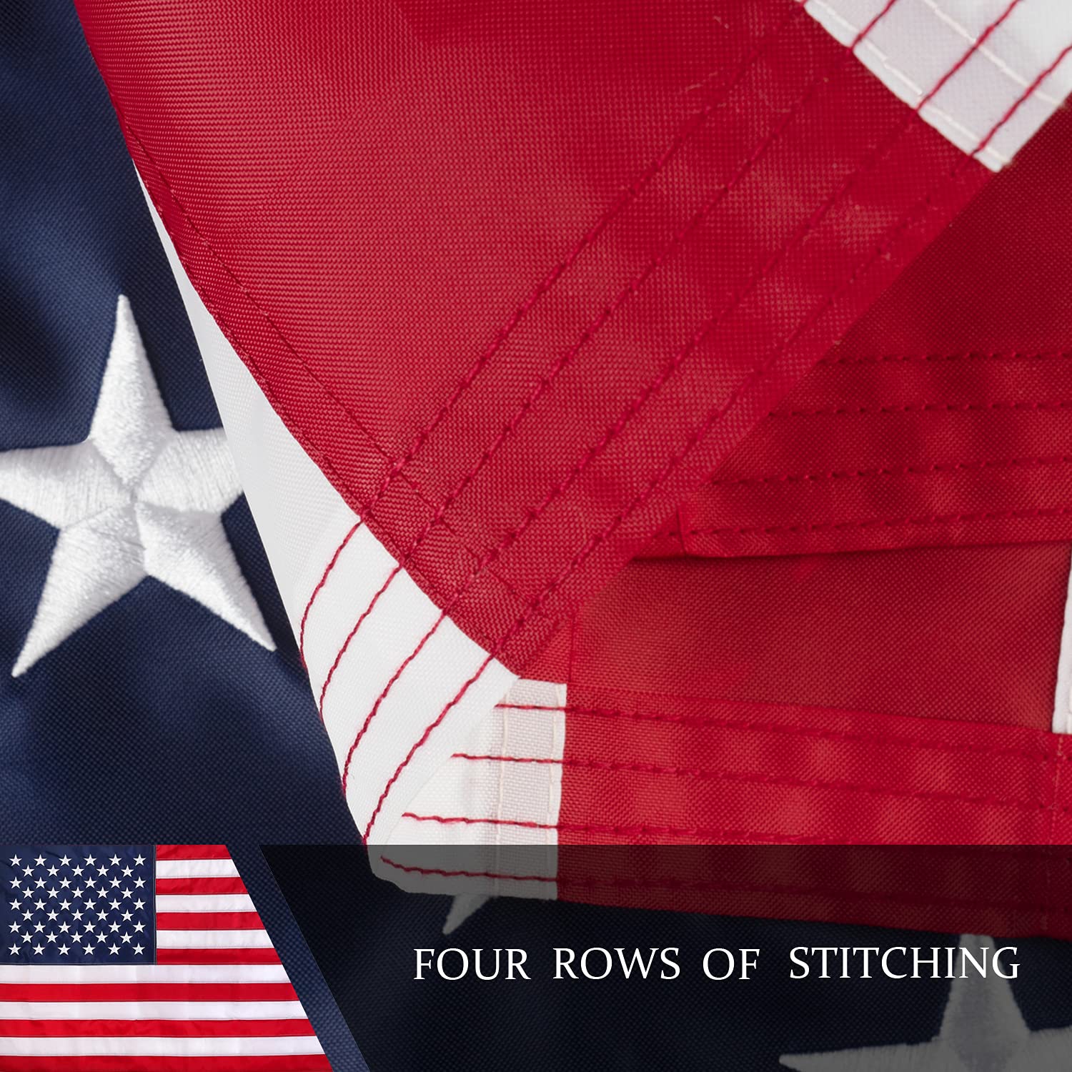 This 4x6 ft American Flag For Outside, USA Flags Strongest, Longest Lasting, Heavy Duty Nylon, Embroidered Stars, Sewn Stripes, Brass Grommets Perfect for Outdoors! Premium US Flag